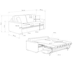 Canapé convertible 3 places pack Standard NICARAGUA tissu Crown ébène ...