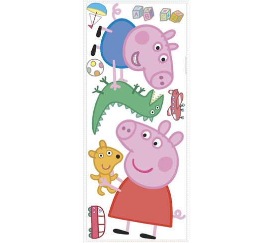 Sticker Géant Repositionnable Peppa Pig Et George Pig 45,7cm X 101,6cm ...