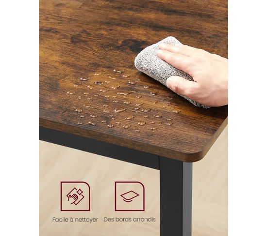 Table De Cuisine 110 X 70 X 75 Cm, Style Industriel, Marron - Table BUT