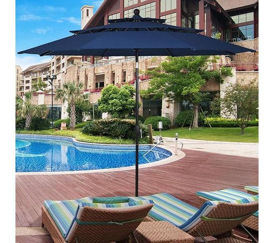Parasol Extérieur De 3m à 3 Niveaux, Parasol De Patio Auto-inclinable ...