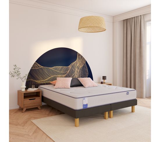 Sommier gris 2x90x200 cm SIMMONS DECO VELOUR - Sommier déco BUT