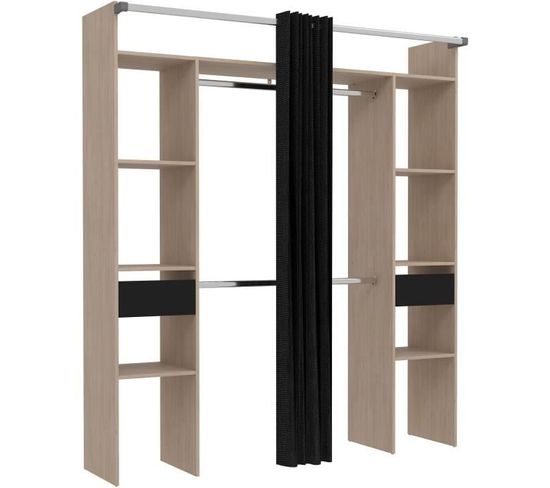 Kit Dressing Artic Ekipa - Mélaminé Chêne Jackson Et Noir - 2penderies ...