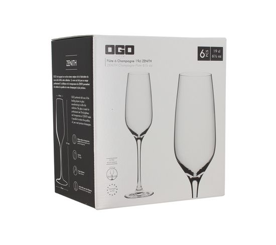 Lot 6 flûtes à champagne 19cl ZENITH Transparent - Verre BUT