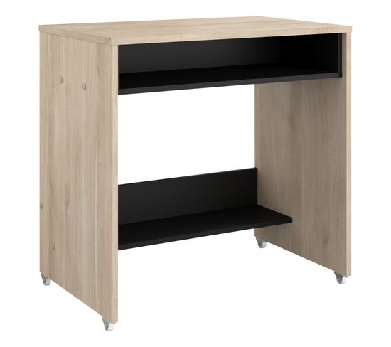 Console informatique INDEX imitation chêne et noir - Bureau ...