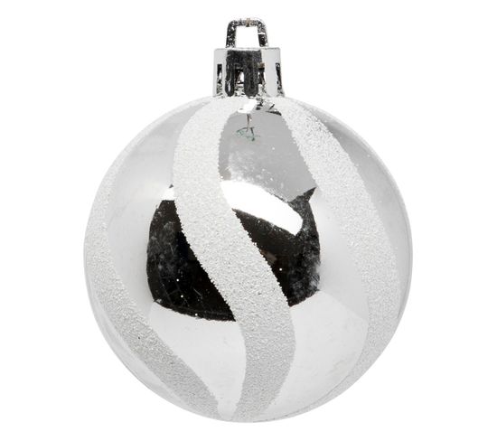 Déco De Sapin Lot De 25 Boules De Noël D 6 Cm - Argenté Et Blanc - Décoration de fête BUT