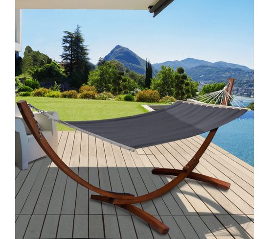 Hamac Xl Avec Support Bois Et Toile Gris Anthracite - Hamac BUT