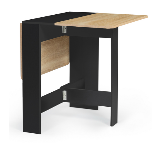 Table Console Pliable Edi 2-4 Personnes Bois Noir Plateau Façon Hêtre ...