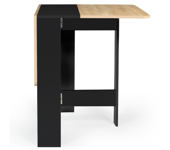 Table Console Pliable Edi 2-4 Personnes Bois Noir Plateau Façon Hêtre ...