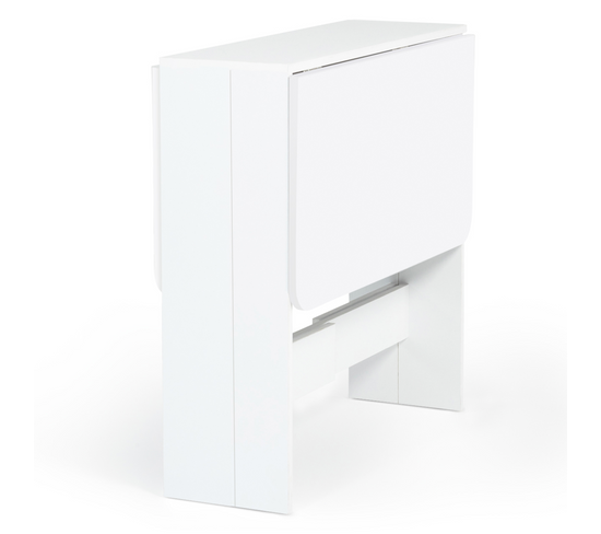 Table Console Pliable Edi 2-4 Personnes Bois Blanc 103 X 76 Cm - Table ...