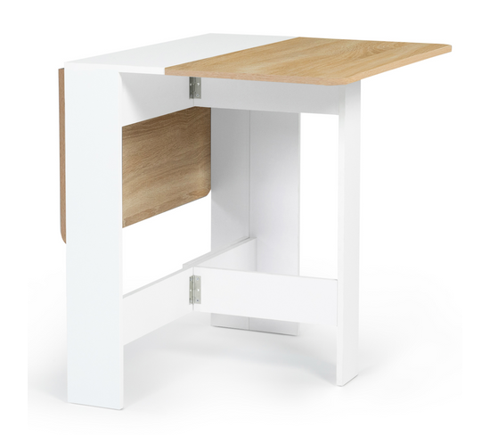 Table Console Pliable Edi 2-4 Personnes Bois Blanc Plateau Façon Hêtre ...