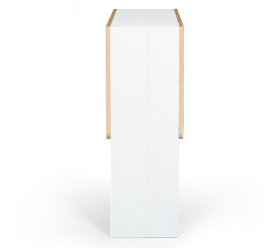 Table Console Pliable Edi 2-4 Personnes Bois Blanc Plateau Façon Hêtre ...