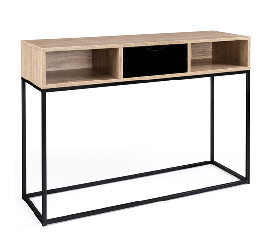 Console 1 Tiroir Noir Boston Avec Rangements Design Industriel - Table ...