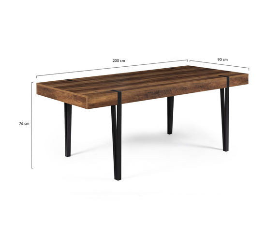 Table à Manger Rectangle Austria 10 Personnes Bois Pied Épingle 200 Cm ...