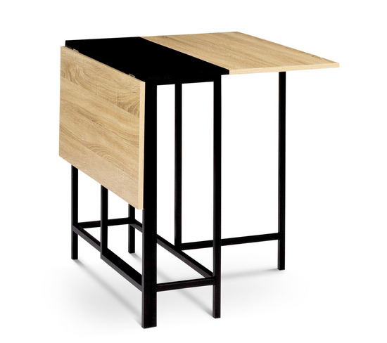 Table Console Pliable Edi 2-4 Personnes Façon Hêtre Et Noir Design ...