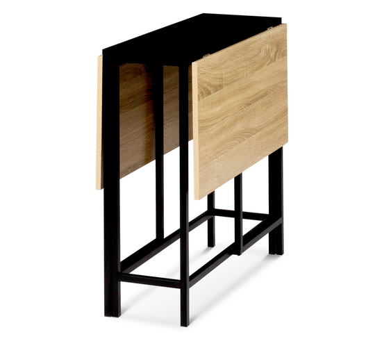 Table Console Pliable Edi 2-4 Personnes Façon Hêtre Et Noir Design ...