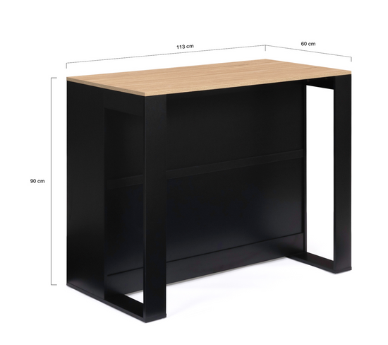 Table De Bar Îlot Juno Bois Noir Et Plateau Façon Hêtre - Bar BUT