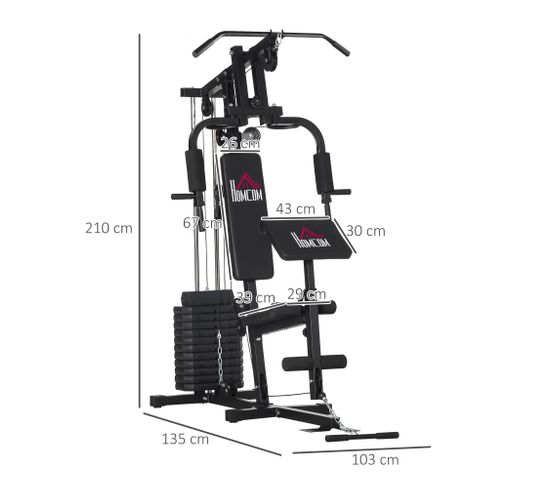 Station De Musculation Complète Avec 11 Contrepoids Acier Noir ...