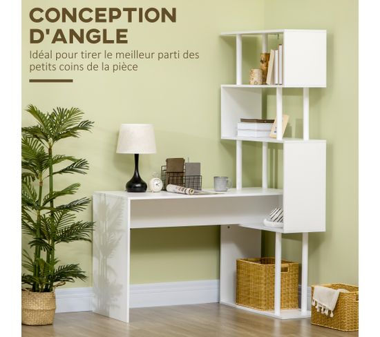 Bureau Informatique Design Contemporain Avec Bibliothèque Zig Zag ...