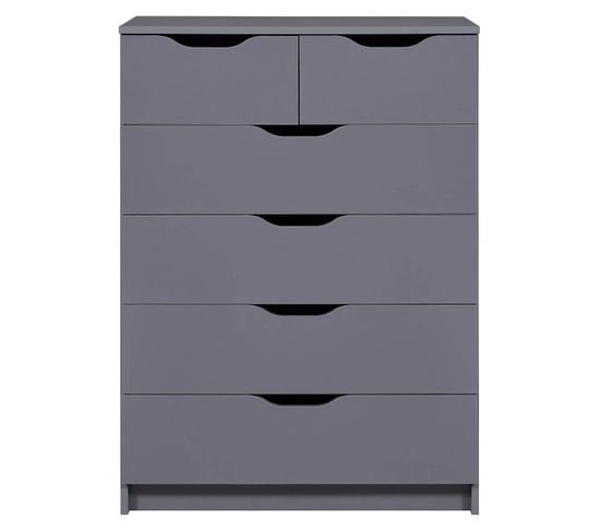 Commode Haute 6 Tiroirs Coloris Anthracite - Jenny - Commode ...