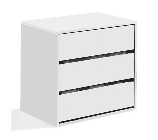 Commode Avec 3 Tiroirs Coloris Blanc - Hauteur 56 X Largeur 60 X ...