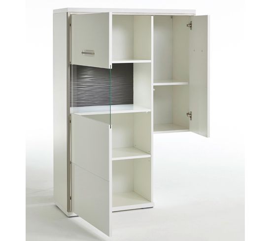 Vaisselier D'angle Gauche Coloris Blanc Brillant - Longueur 94 X ...