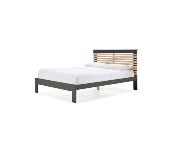 Lit Complet 140x190 Gris Anthracite/bois - Shaida - Lit BUT Lit Complet 140x190 Gris Anthracite/bois - Shaida - Lit BUT