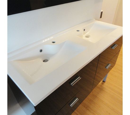 Plan Double Vasque Design 120 Cm Resiloge - Lavabo, vasque et plan ...