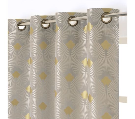 Rideau Jacquard 135 X 260 Cm à Oeillets Motif Éventail Art Déco Gris ...
