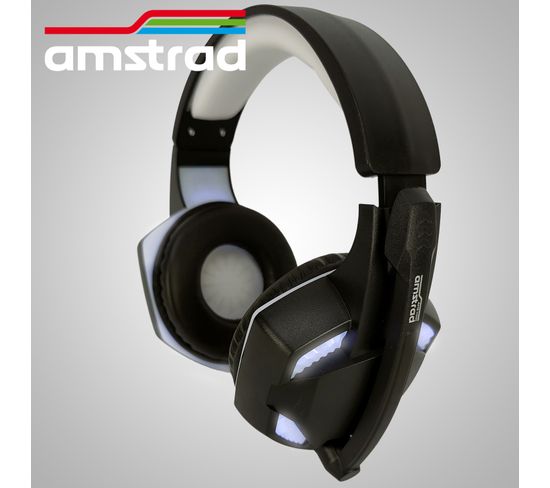 Casque Pro Gamer Basic Ams H555 Blanc LED - 40mm Power Bass Avec Micro ...