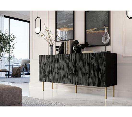 Buffet Bas Design Noir Mat 152 Cm Mokt - Buffet BUT