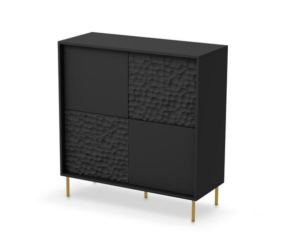 Meuble De Rangement Design Noir Et Or 100cm Tramona - Buffet BUT