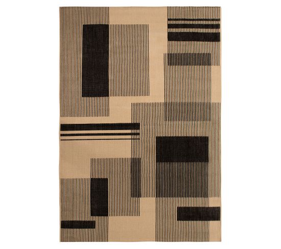 Tapis 160x230 cm MILO Beige/noir - Tapis salon et chambre BUT
