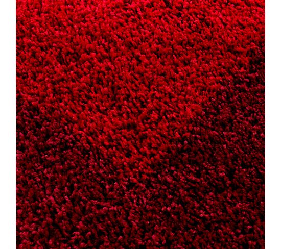 Shaggy - Tapis à Bordures Rond - Rouge 120 X 120 Cm - Tapis salon et ...