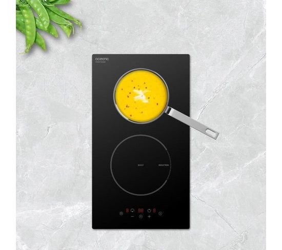 Domino Induction Encastrable - 2 Feux - 3600W - Noir - Plaque induction BUT