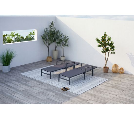 Lot De 2 Transats De Jardin Gris Bari - Chaise longue - Transat BUT