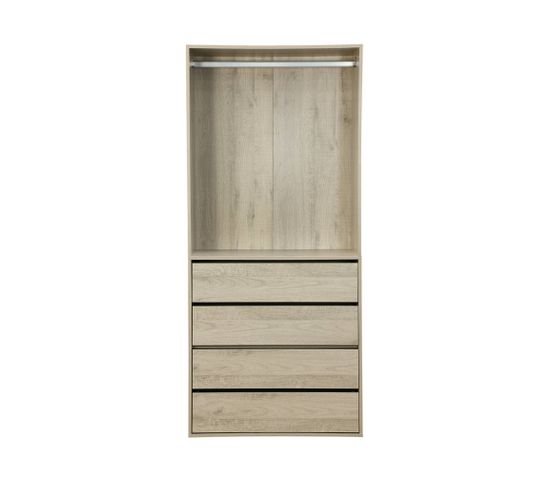 Module Dressing Avec 4 Tiroirs Et 1 Penderie Naturel. Panneaux ...