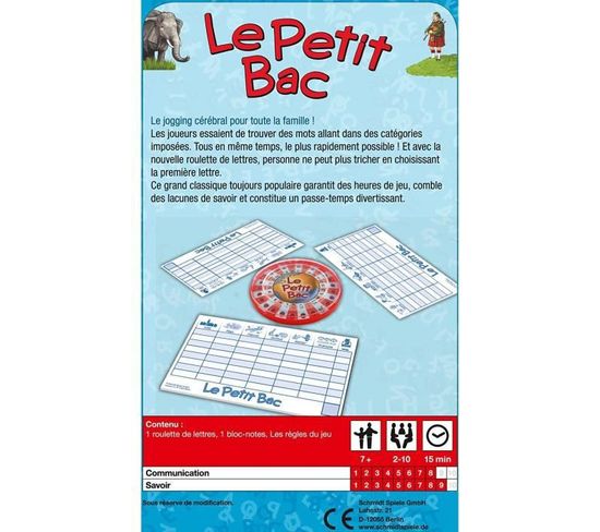 Jeu De Société Le Petit Bac Jeu De Poche Schmidt And Spiele - Jeux ...