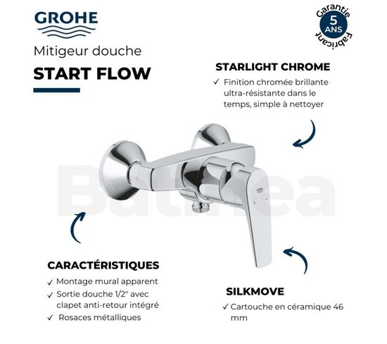 Mitigeur Douche Mécanique Grohe Quickfix Start Flow - Robinet de ...