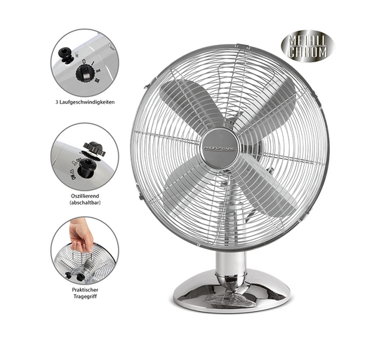 Ventilateur De Table Design Inox 25 Cm PC-vl 3062 M - Ventilateur BUT
