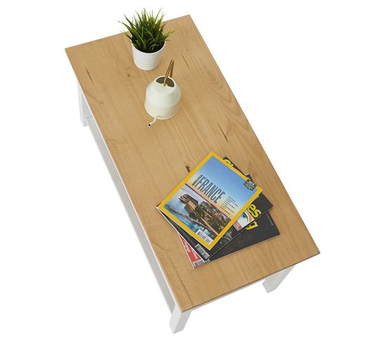 Table Basse Tequila Style Mexicain Avec 2 Tiroirs, En Pin Massif Blanc ...