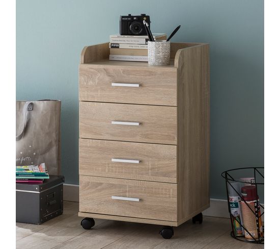 Caisson De Bureau 40x70,5x33 Cm Placard Rangement Mobile Avec Roulettes ...