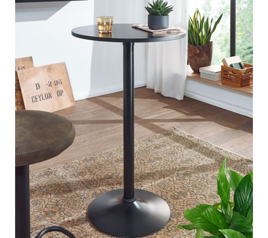 Table De Bar Table Haute Noire Ø 60 Cm Table Bistrot Métal / Bois Table ...