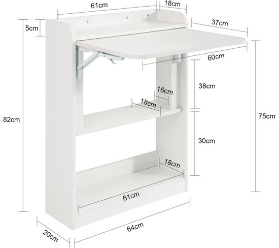 Bureau Pliant, Table D'ordinateur Rabattable Bureau Multifonctionnel ...