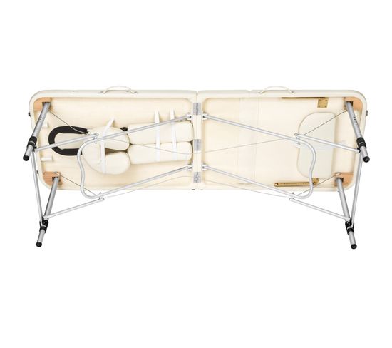 Table De Massage Pliante 3 Zones Aluminium Portable Housse Beige