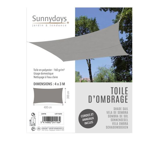 Voile D'ombrage 4x3 M Gris Clair - Voile - Toile d'ombrage BUT