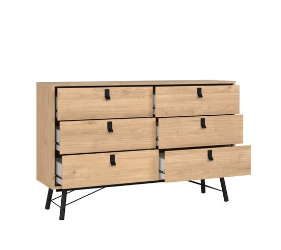 Commode 2x3 tiroirs BORGEN imitation chêne L.150 cm - Commode ...