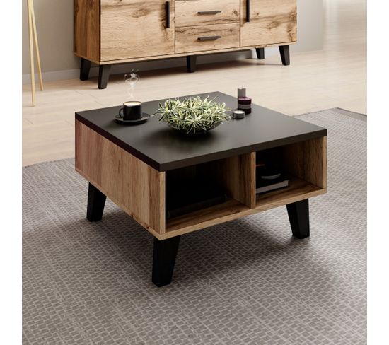 Table Basse Décor Chêne et Noir 60 Cm Colin - Table basse BUT