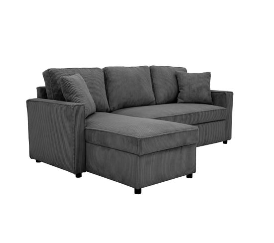 Canapé d'angle convertible méridienne réversible OZ velours côtelé ...