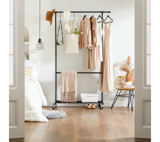 Portant À Vêtements Industriel, Charge 110 Kg, Double Barre, Portant En ...