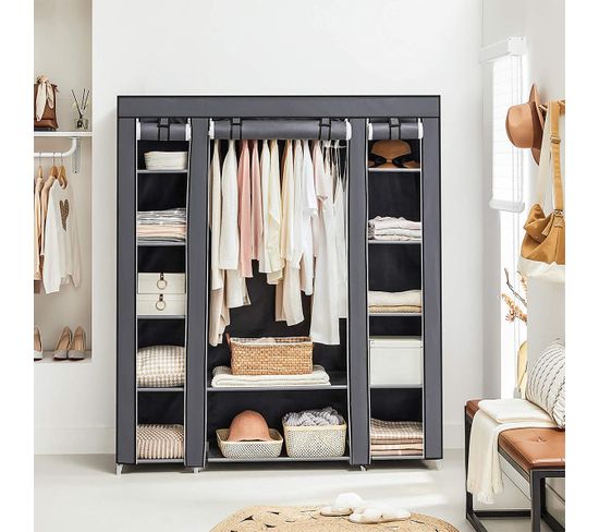 Penderie Pliable En Tissu Avec Tringle Et Étagères - L140 Cm - Portant ...